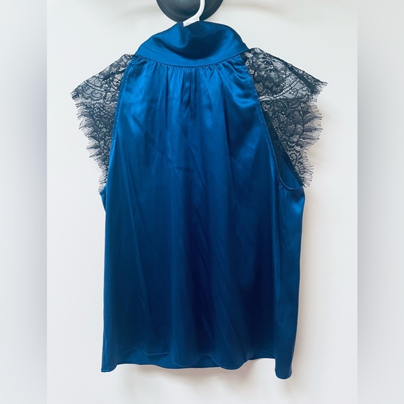 Generation Love | Tops | Generation Love Navy Satin Blouse | Poshmark
